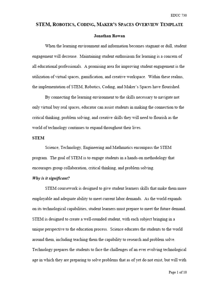 STEM, Robotics, Coding, and Maker's Spaces | PDF | Science, Technology ...