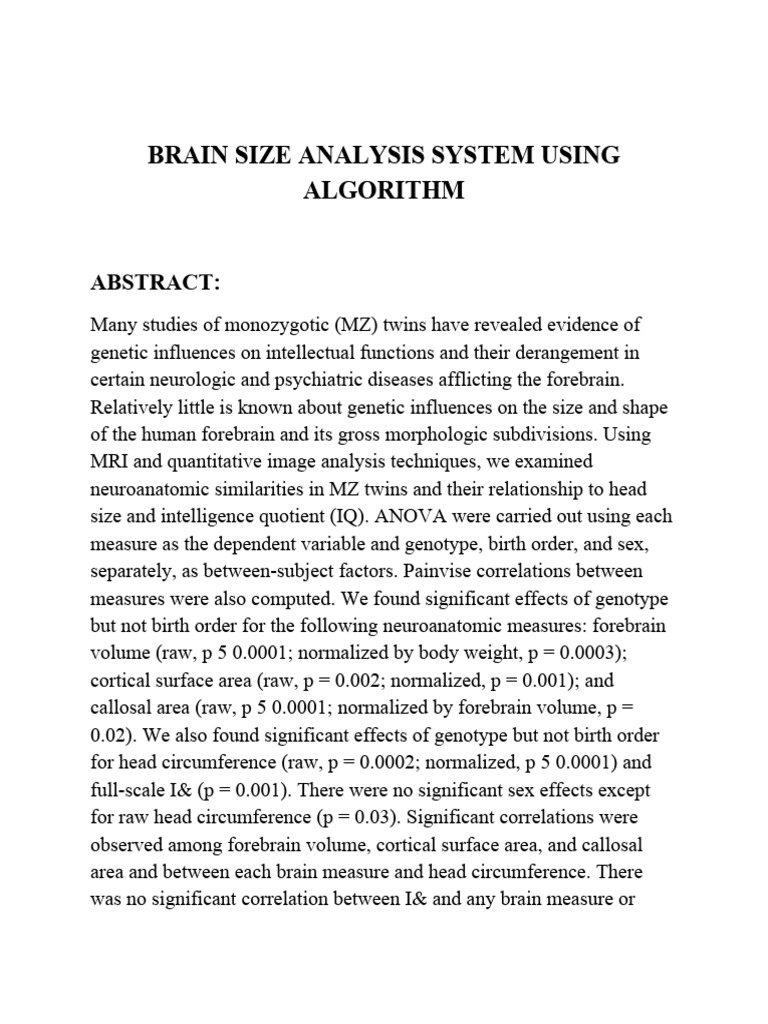Brain Size Analysis System Using | PDF | Regression Analysis | Linear Regression