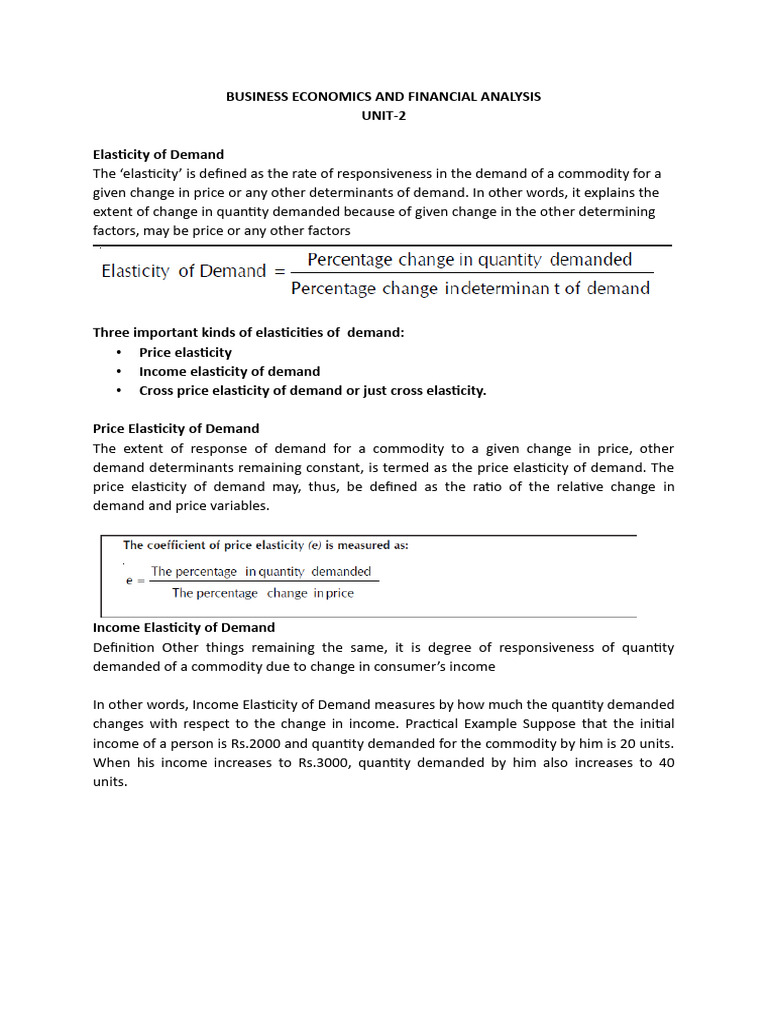 BEFA UNIT-2 | PDF | Elasticity (Economics) | Demand