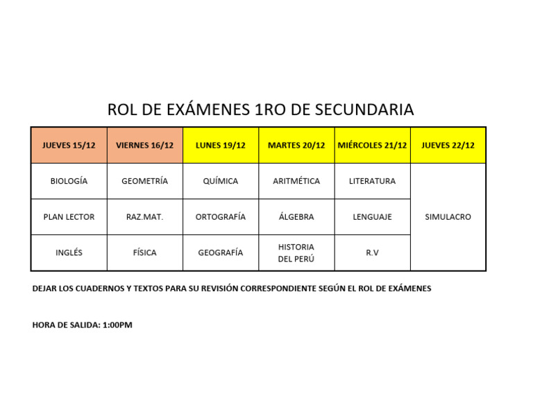 ROL 1RO DE SEC | PDF