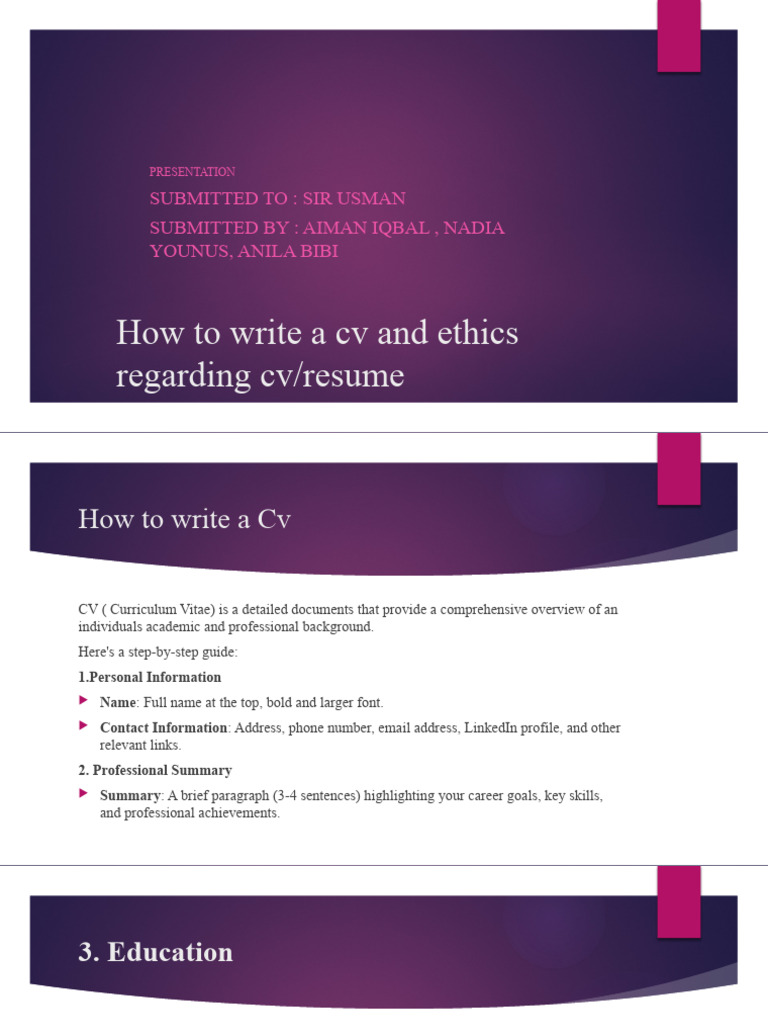 How to write a cv and ethics regarding | Download Free PDF | Human ...
