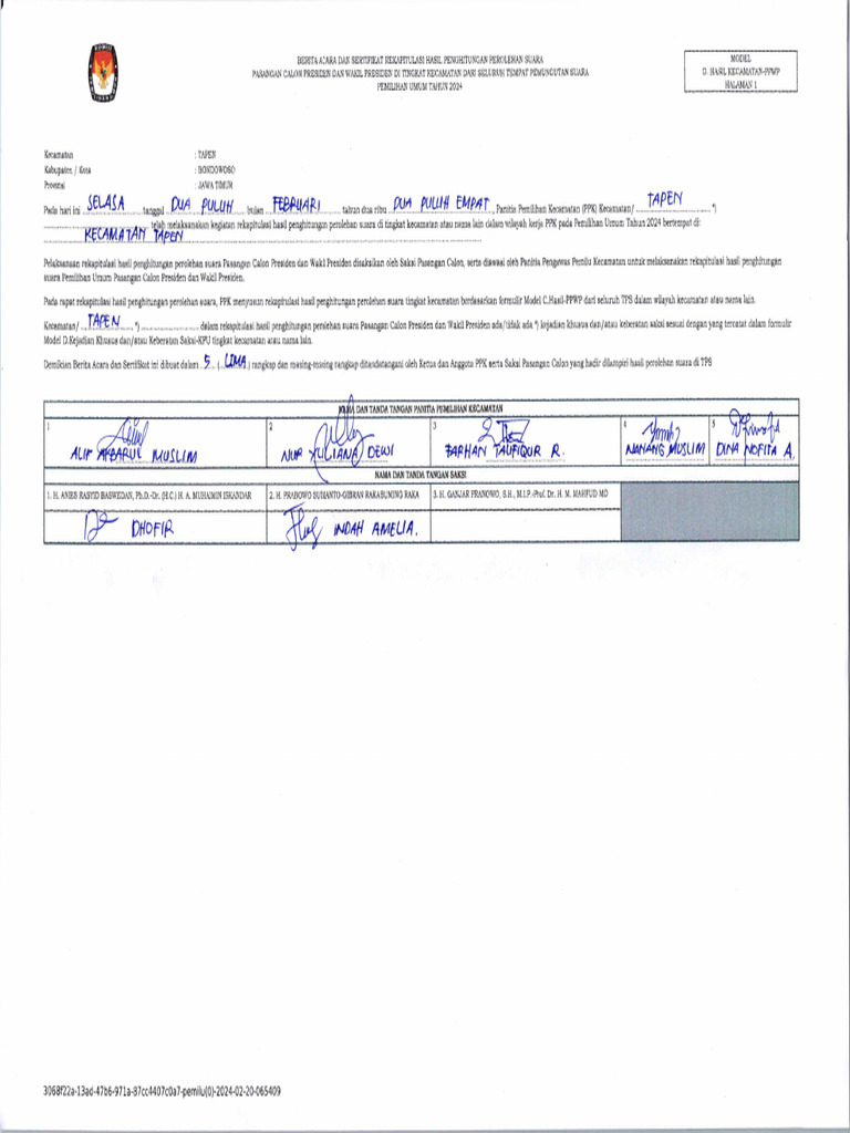 1.PPWP - Kecamatan Tapen - TTD - Scan | PDF