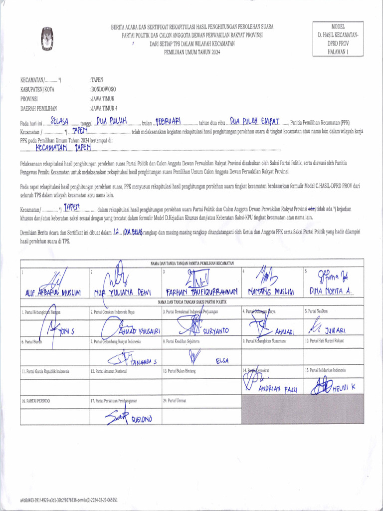4.Dprd Prov - Kecamatan Tapen - TTD - Scan | PDF
