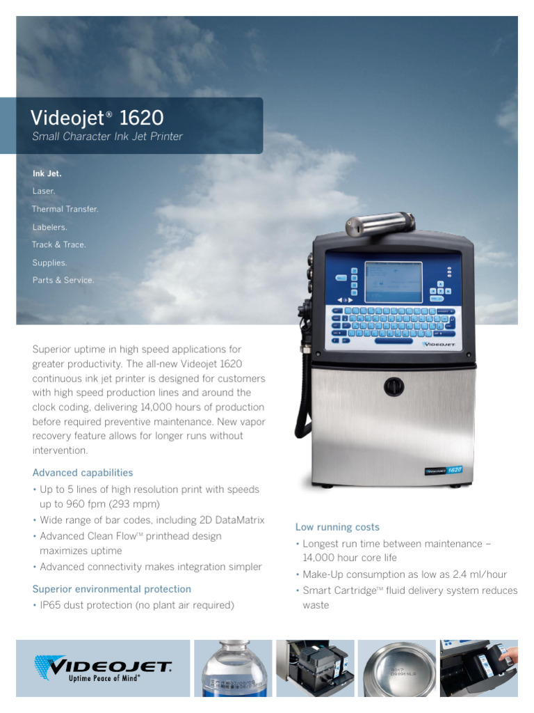 Videojet 1620 Spec Sheet | PDF | Printer (Computing) | Office Equipment