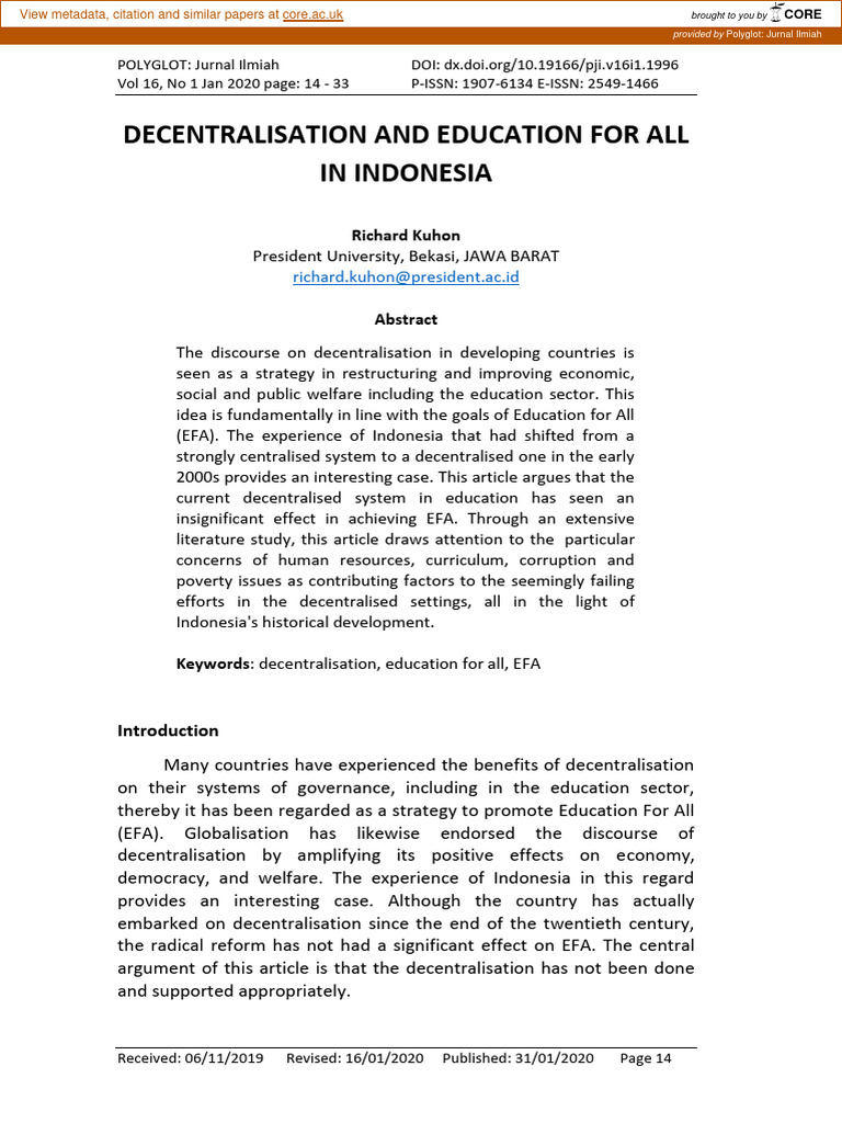 Decentralisation and Education For All | PDF | Decentralization | Poverty