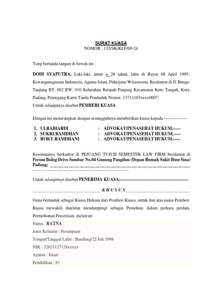 Form-Template-Surat-Kuasa | PDF