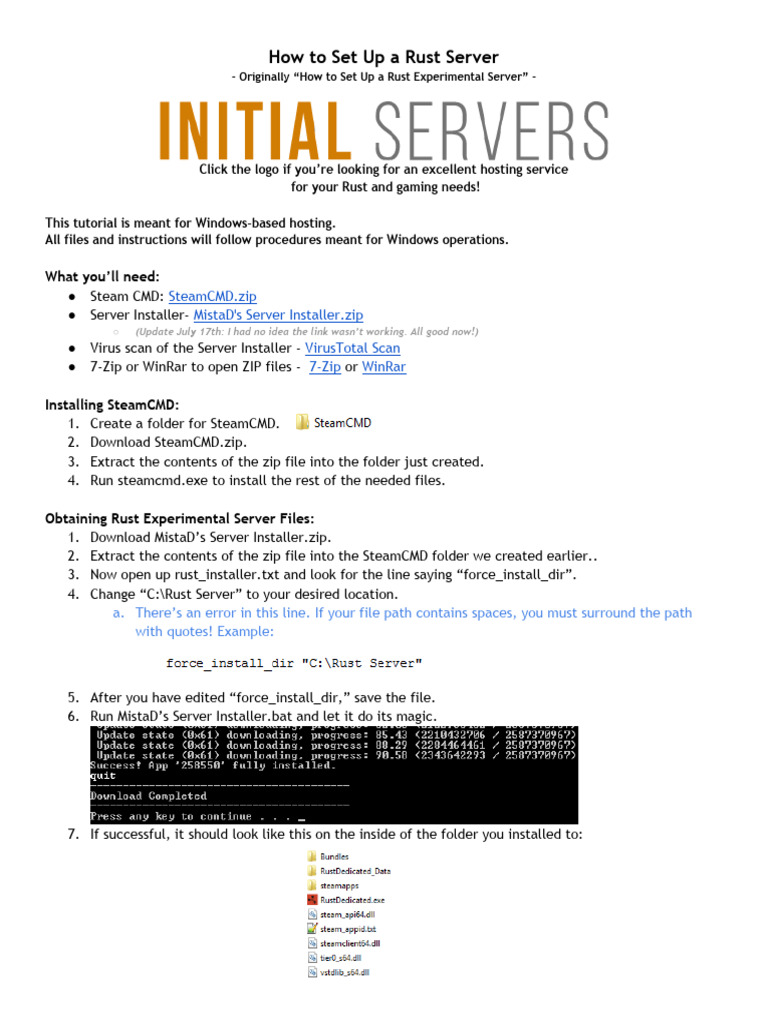How To Set Up A Rust Server | PDF | Command Line Interface | Zip (File ...