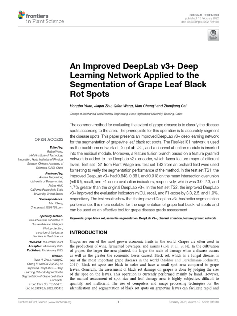 An Improved Deeplab V3 Deep Learning Network Pdf Image Segmentation Deep Learning