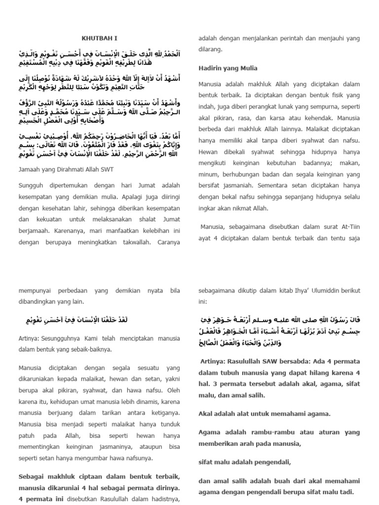 "Khutbah Jumat: Manusia dan Empat Permata" | PDF | Agama & Spiritualitas