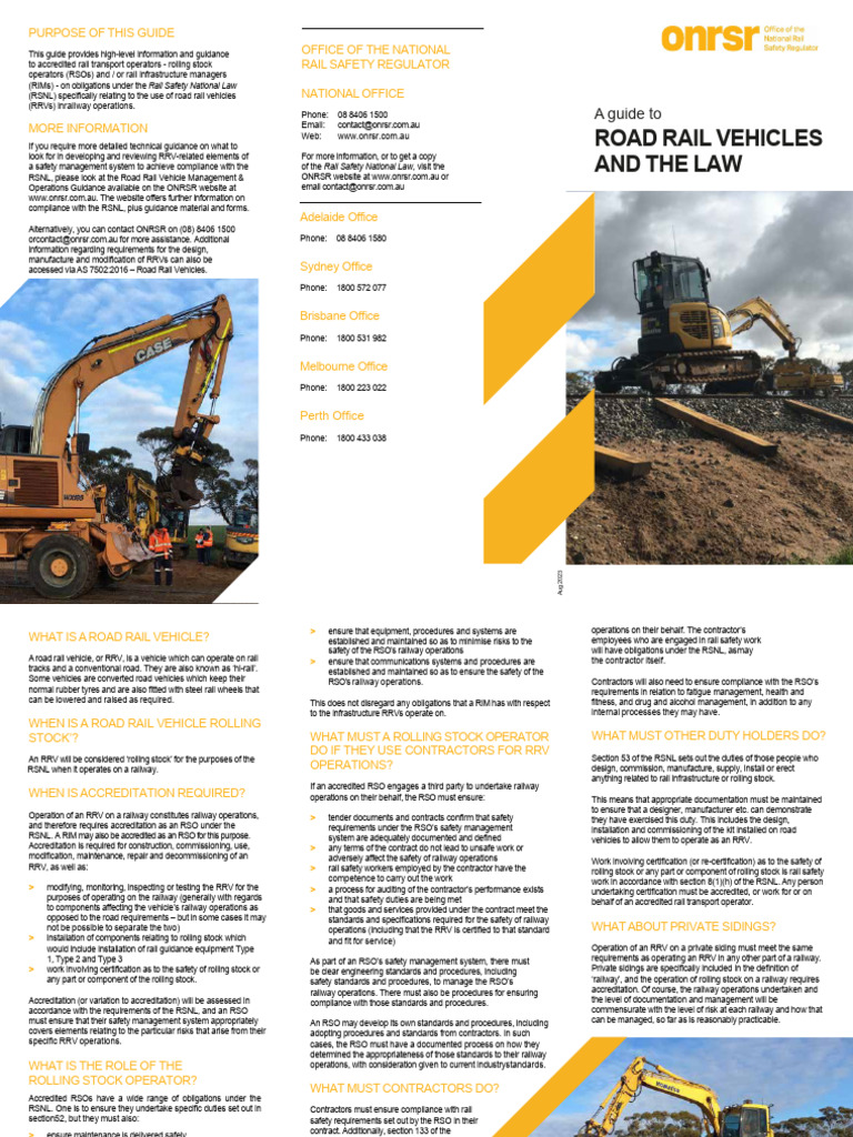 DL Brochure A Guide To RRVs and The Law Revised 11 Aug 2023 | PDF | Safety | Rail Transport
