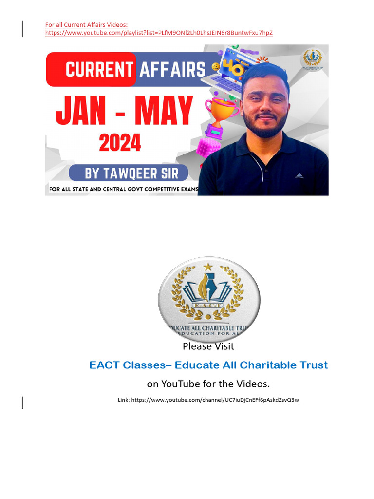 CURRENT AFFAIRS JAN - June 2024 | PDF