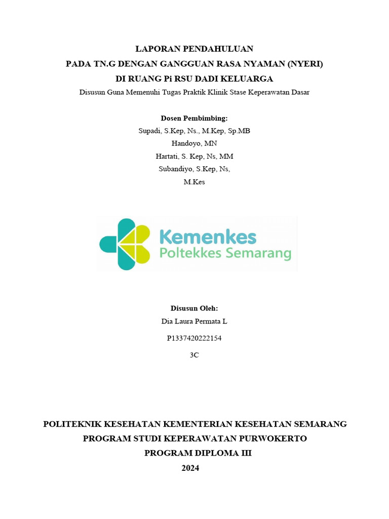 Laporan Pendahuluan Gangguan Rasa Nyaman (Nyeri) Praktik KDM | PDF