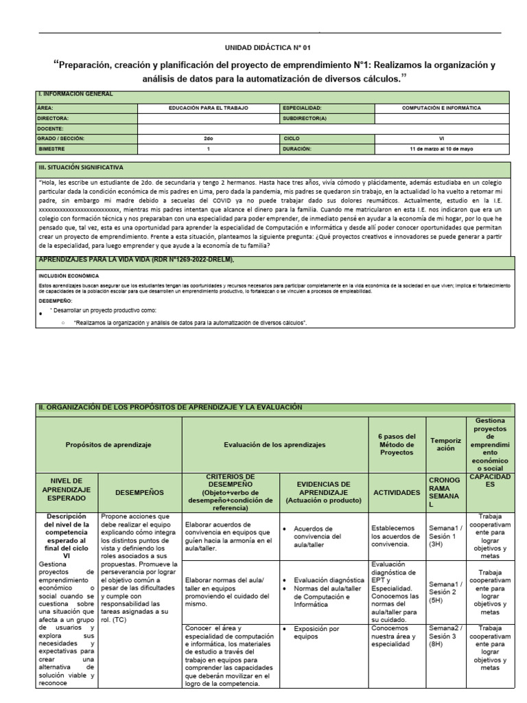 Unidad n1 Computacion 2do | PDF | Aprendizaje | Evaluación