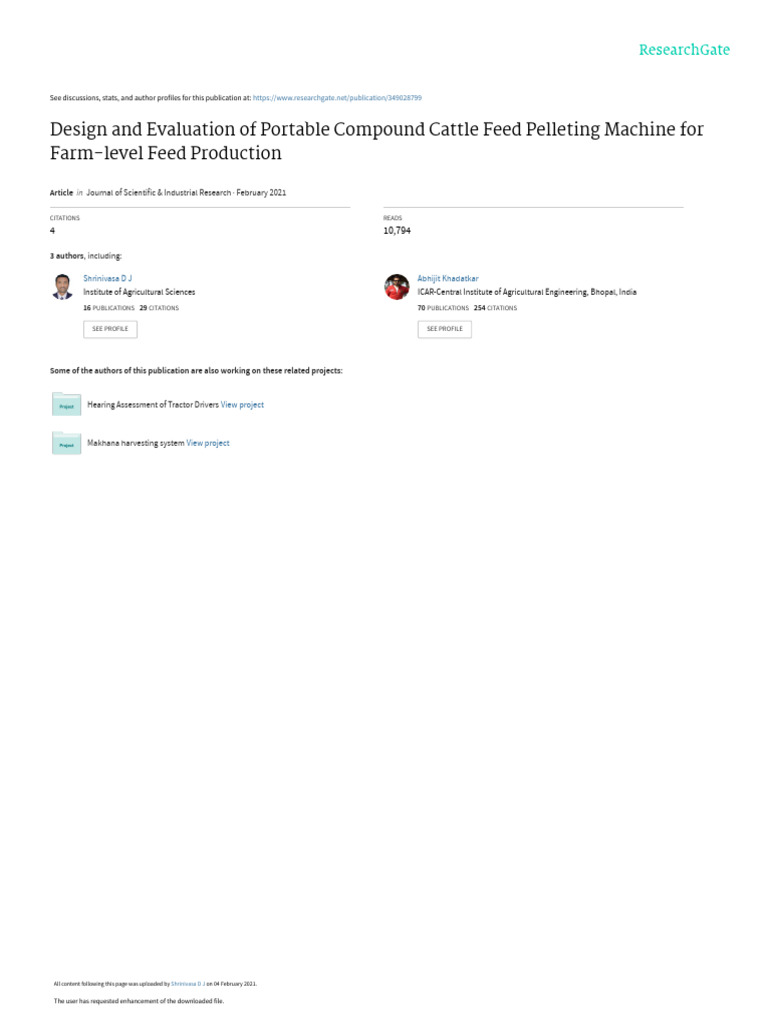 Design and Evaluation of Portable Compound Cattle Feed Pelleting ...