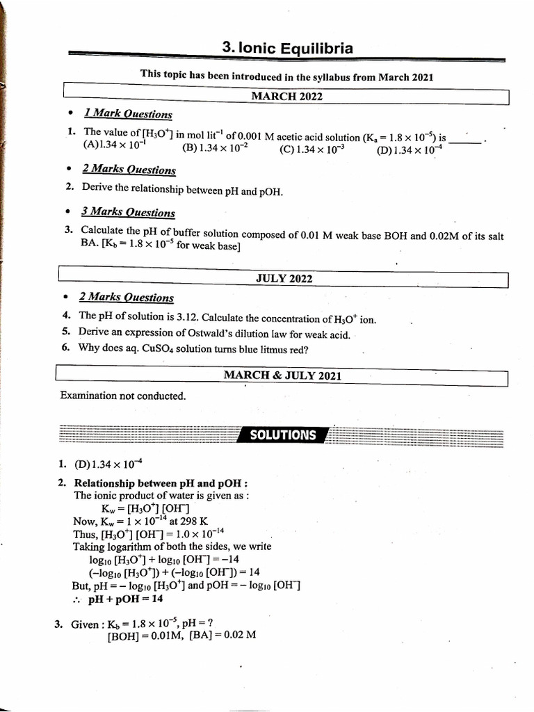 Ionic Equilibrium Pdf