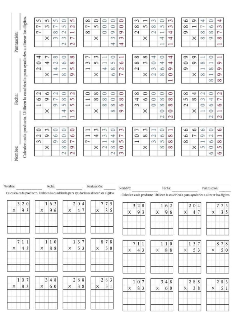 Multiplicacion 4grado | PDF