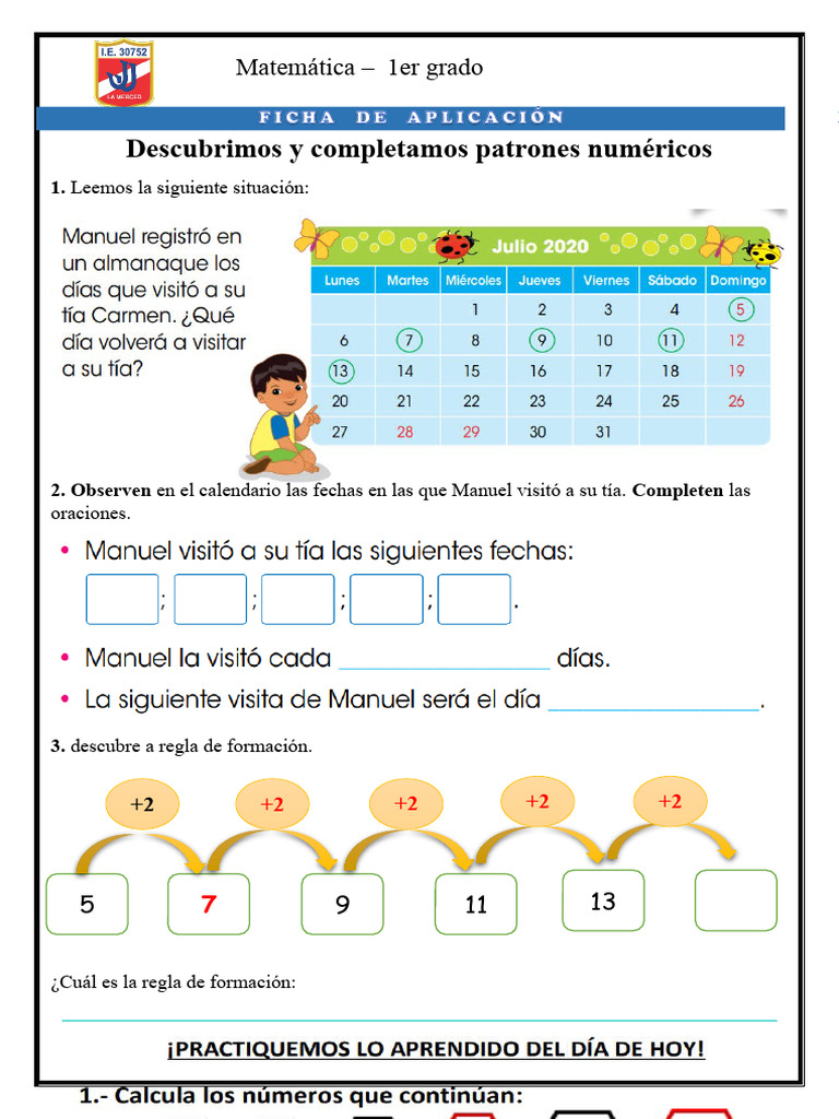 Ficha de Patrones Numéricos Hasta 20 | PDF