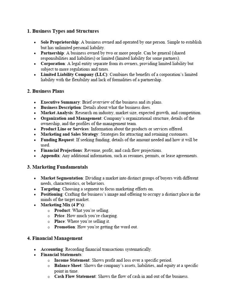 Class Notes for business concepts | Download Free PDF | Business ...