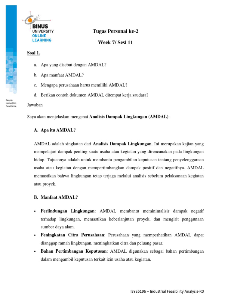 Tugas Personal Ke-2 Week 7/ Sesi 11: ISYE6196 - Industrial Feasibility Analysis-R0 | PDF