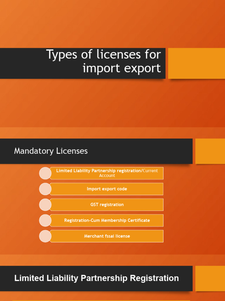 Types of Licenses For Import Export | PDF | Identity Document | Limited Liability Partnership