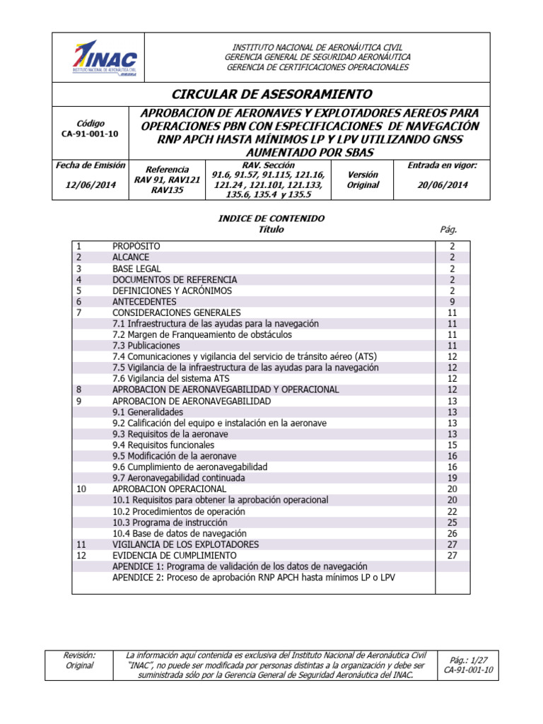 Aprobación de Aeronaves para RNP APCH | PDF | Sistema de ...