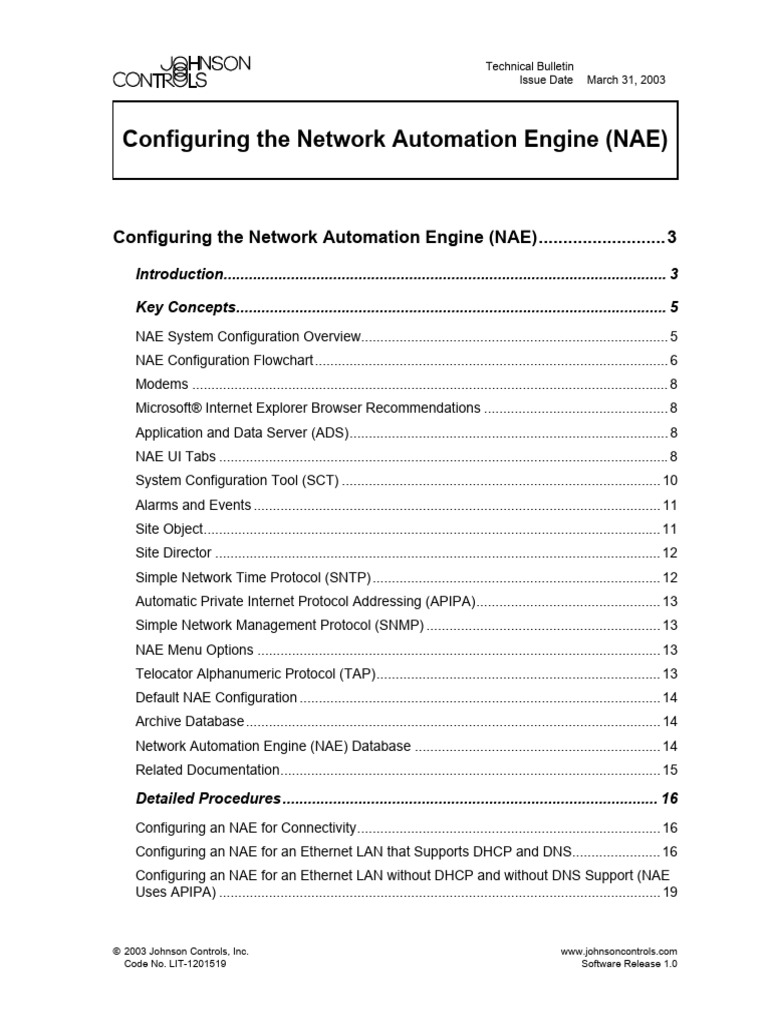Configuring The Network Automation Engine (NAE) - 1201519 | PDF | Ip ...
