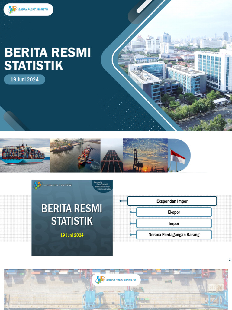Materi Presentasi Berita Resmi Statistiik (BRS) BPS Pusat Tanggal 19 Juni 2024 | PDF