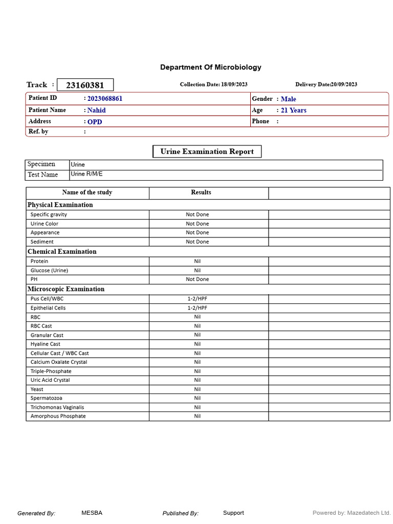 Urine RE # Auto | PDF | Urine | Medical Specialties