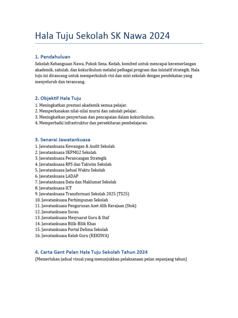 Hala Tuju SK Nawa 2024 | PDF