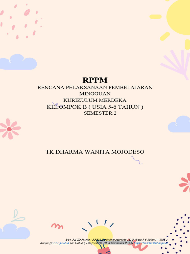 RPPM TK B 5 6 Tahun Kurikulum Merdeka Smt2 6 HARI Trial | PDF