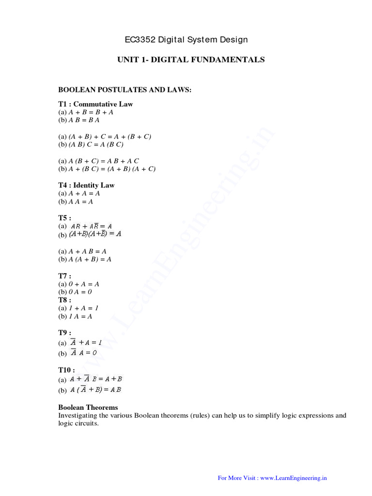 EC3352 Digital System Design 02- By LearnEngineering.in (1) | PDF | Logic Gate | Computer ...