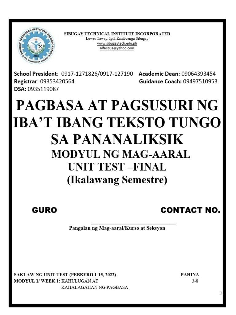 PAGBASA-AT-PAGSUSURI-MODULE | PDF