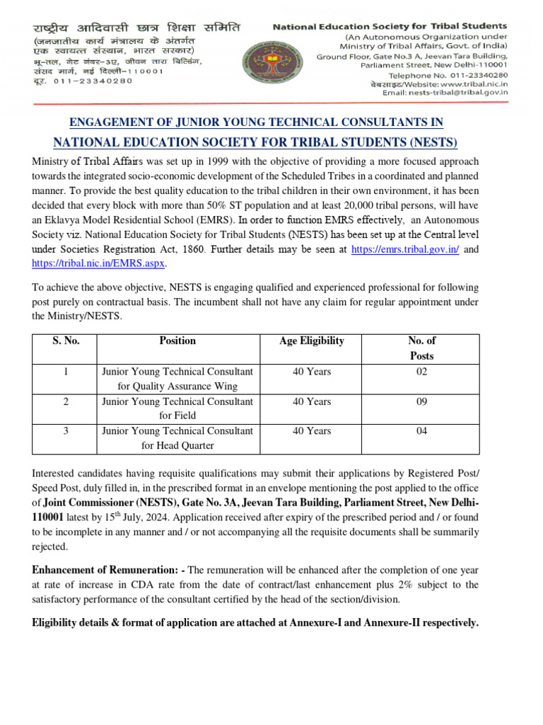 National Education Society For Tribal Students (Nests) : Engagement of ...