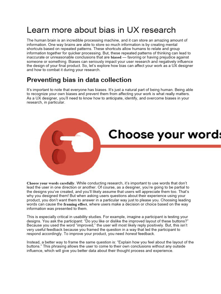 Learn more about bias in UX research | PDF | User Experience | Thought
