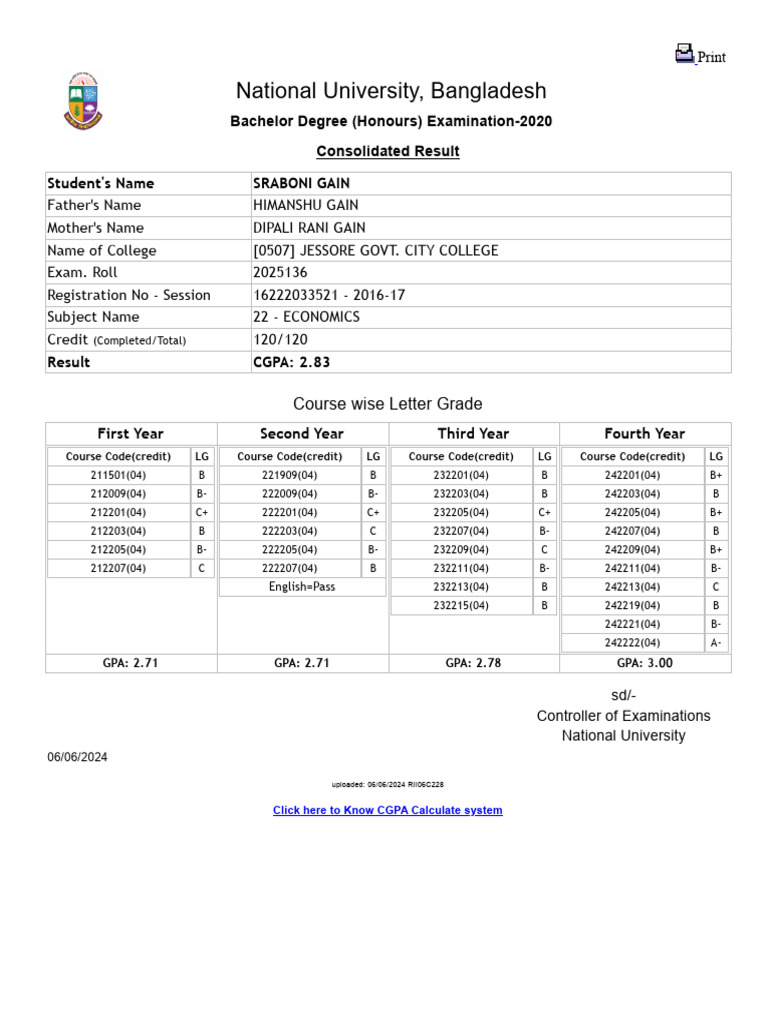 NU Hon's Consolidated Result | PDF | Evaluation | Student Assessment ...