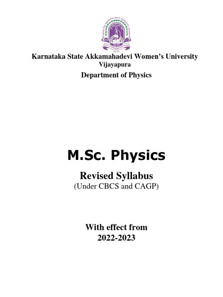 M.Sc. Physics Revised Syllabus 2022-23 | PDF | Schrödinger Equation ...