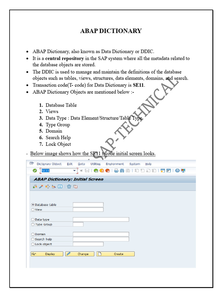 Sap Abap Dictionary Pdf Databases Database Transaction 