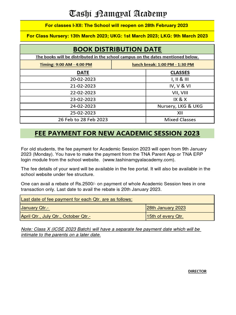 Book Distribution and Fee Payment 2023-1 | PDF