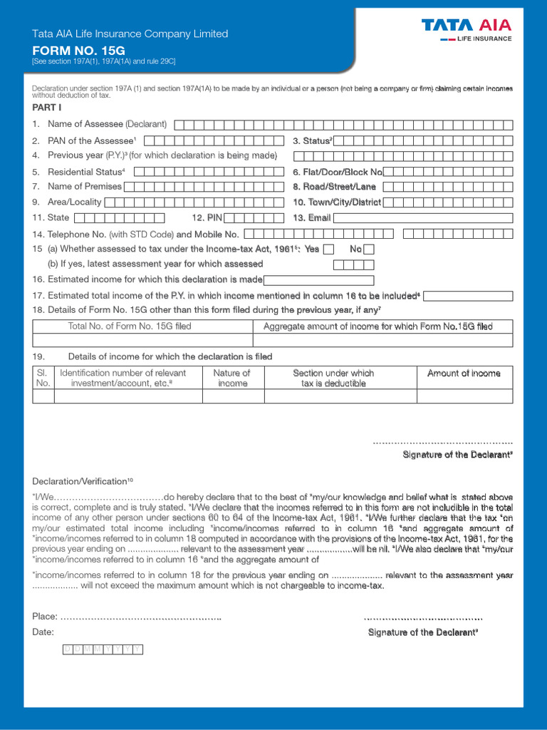 FORM-NO.-15G | Download Free PDF | Income Tax | Government Finances