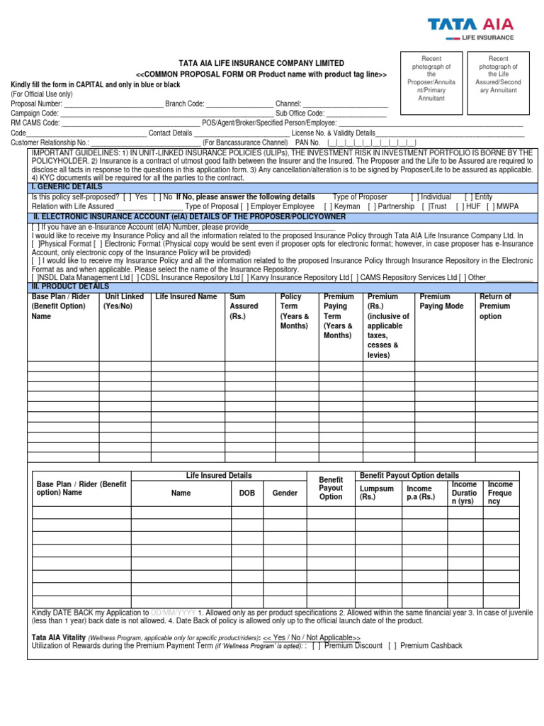 Common Proposal Form 1 Nov 22 | Download Free PDF | Insurance | Cheque