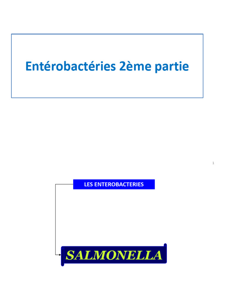Entérobactéries : Salmonella et Pathogénie | PDF | Salmonelle | Pseudomonas