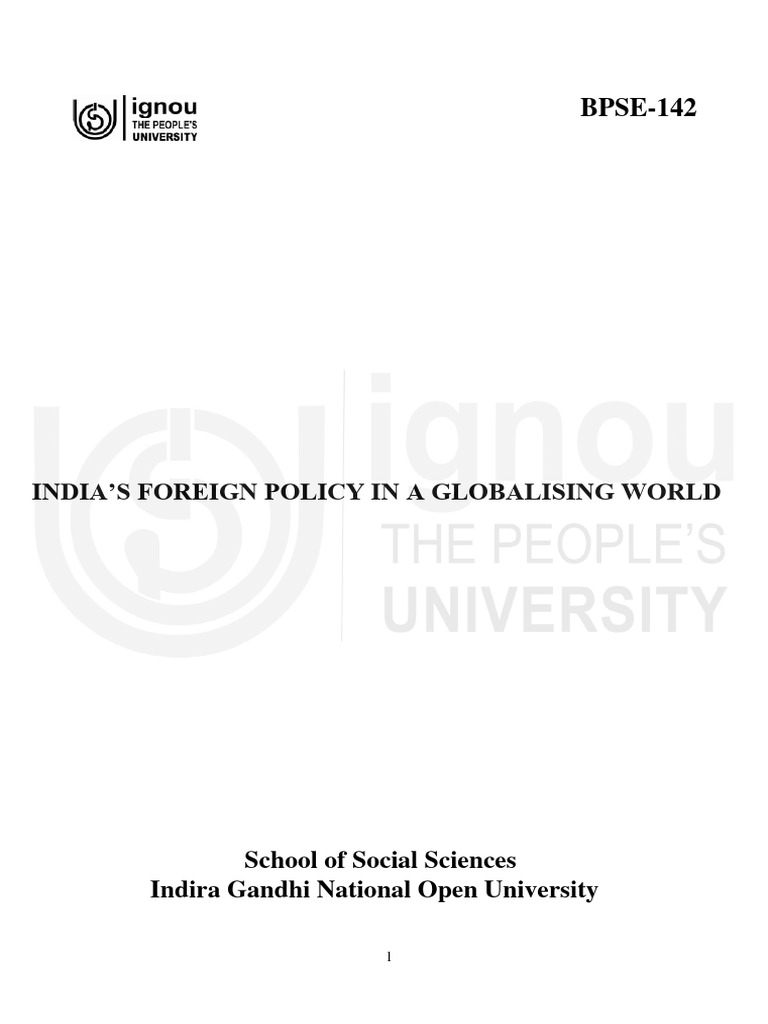 BPSE 142 Full Textbook | PDF | Jawaharlal Nehru | Non Aligned Movement