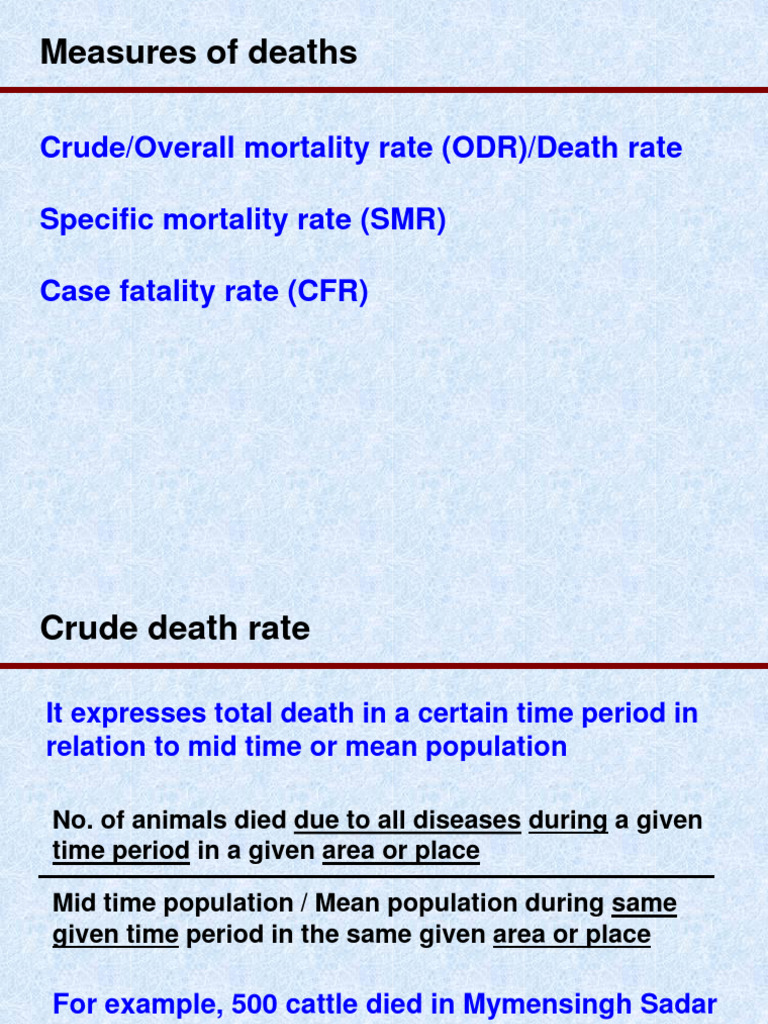 Measures of Death | Download Free PDF | Mortality Rate | Cattle