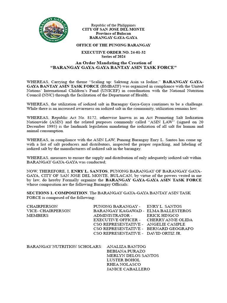 Local Bantay Asin Task Force | PDF | Iodine | Condiments