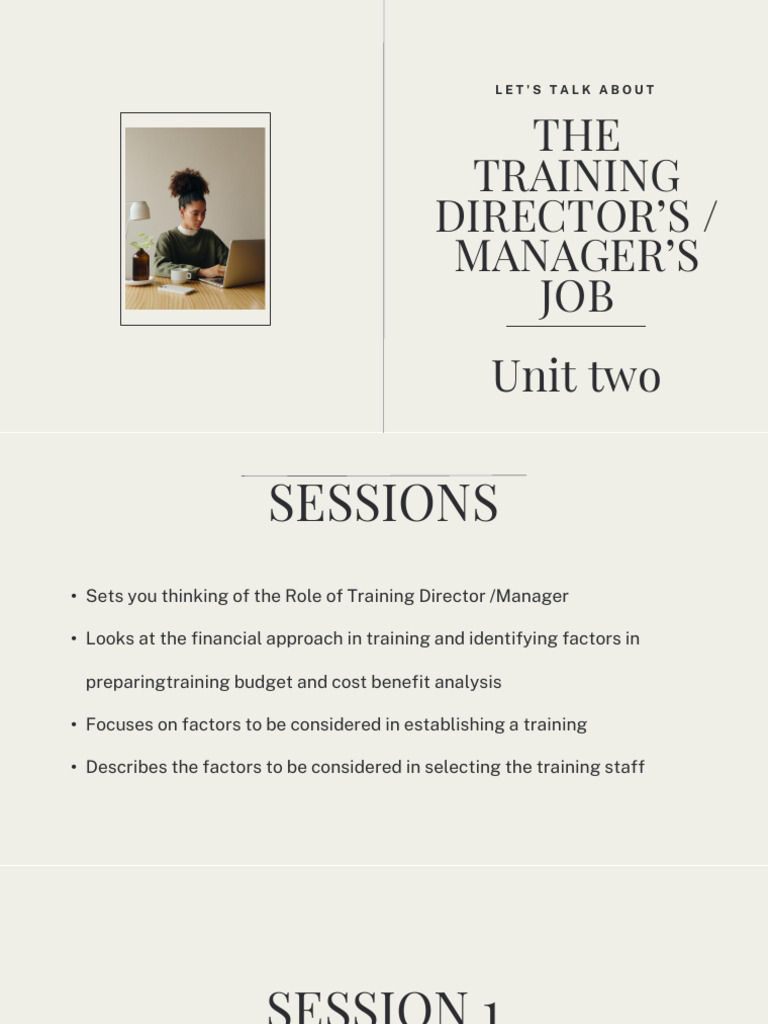 Training Director Role and Budgeting Guide | PDF | Budget | Learning