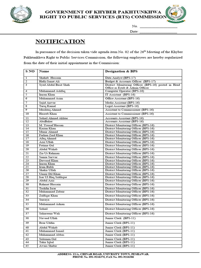 DFA- Regularization Office Order only names | PDF