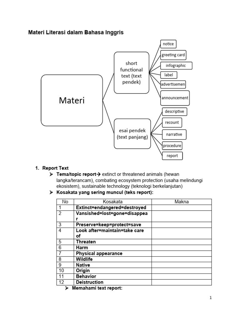 Modul Materi Literasi Dalam Bahasa Inggris | PDF