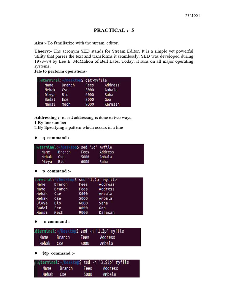Stream Editor and AWK Programming Guide | PDF | Computer Programming ...