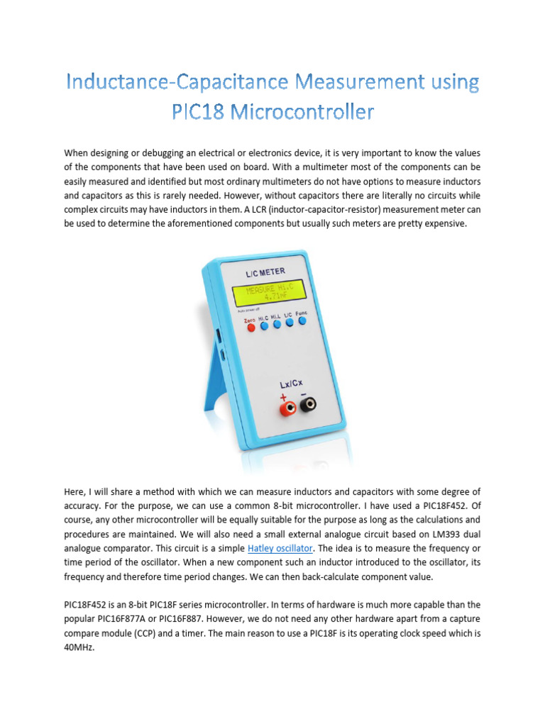 Inductance-Capacitance Measurement Using PIC18 Microcontroller | PDF | Electronic Circuits ...