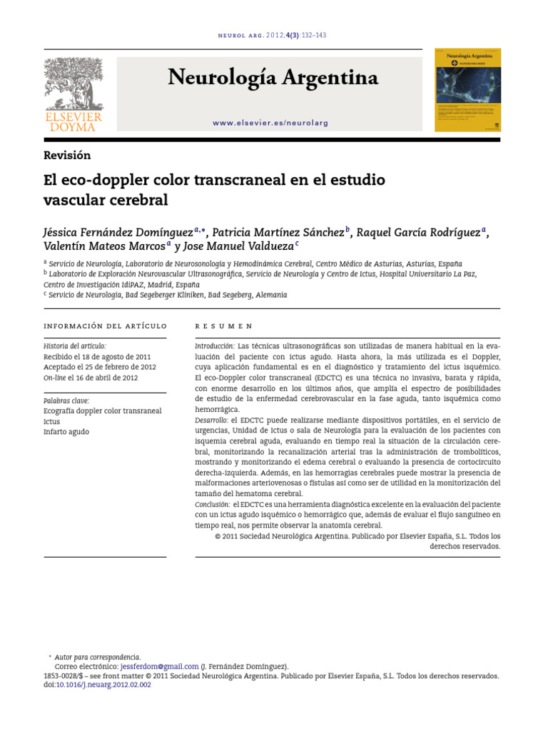 Neurología Argentina: El Eco-Doppler Color Transcraneal en El Estudio ...